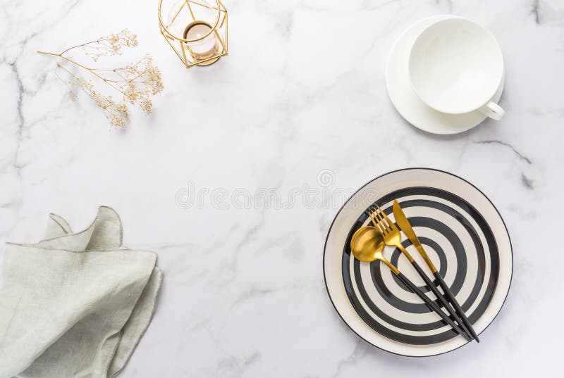Image of Cutlery Sets with Plate, Cup and Candle. Party Theme, Place ...