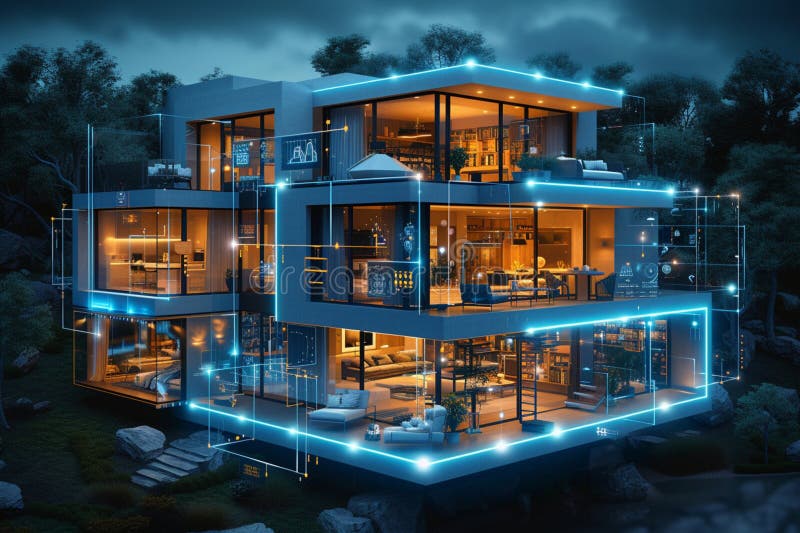 Image Cutting Edge Technology Smart House Visualization Showcasing ...