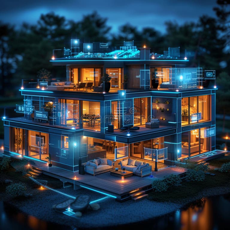 Image Cutting Edge Technology Smart House Visualization Showcasing ...