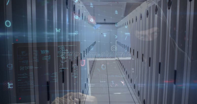 Image of Cyber Attack Warning Over Hacker in Server Room Stock ...