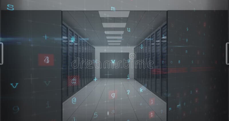 Image of Cyber Attack Warning Over Server Room Stock Illustration ...