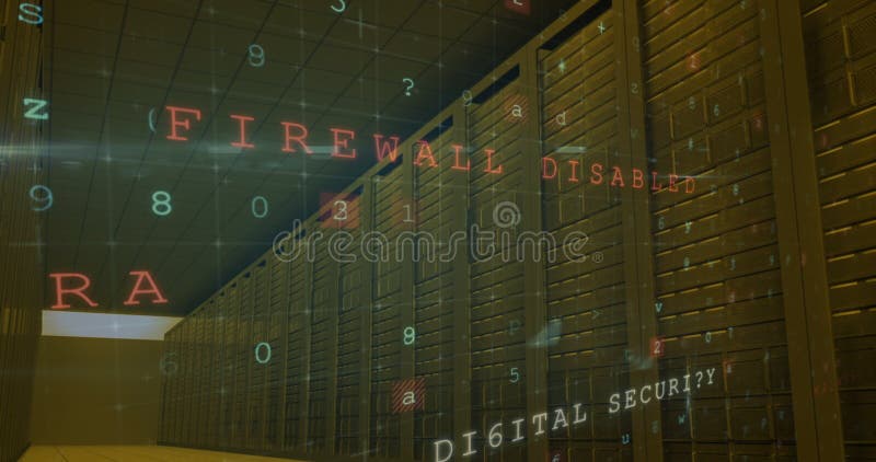 Image of Cyber Attack Warning Over Server Room Stock Illustration ...