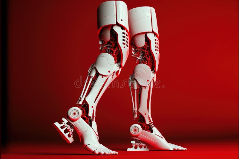 Image of Cyber Prosthetic of Legs on Red Background, Created Using ...