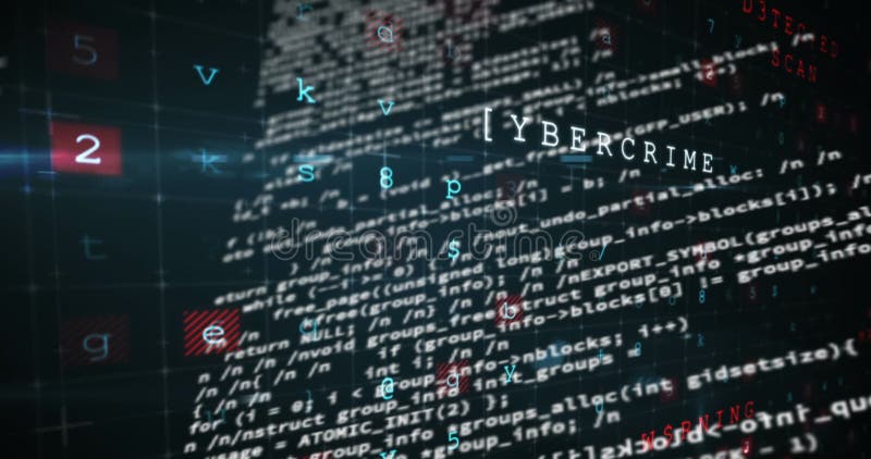 Image of Cyber Security Data Processing and Light Spot Against Black ...