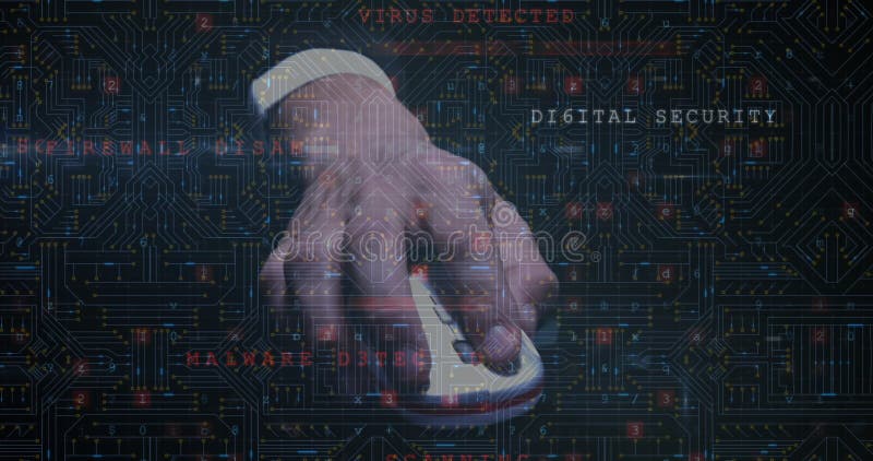 Image of Cyber Security Data Processing Over Mid Section of Businessman ...