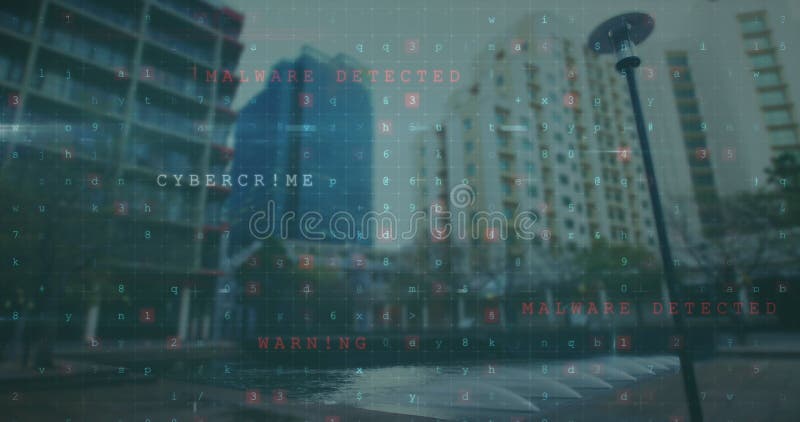 Image of Cyber Security and Numbers Over Cityscape Stock Image - Image ...