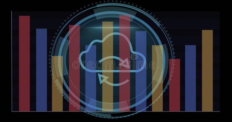 Image of Cyber Security Text and Cloud with Arrows Over Diagrams Stock ...