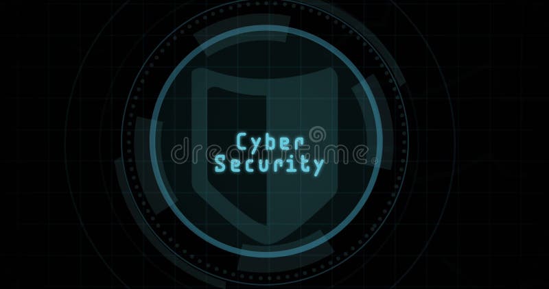 Image of Cyber Security Text Over Shield and Circle on Black Background ...