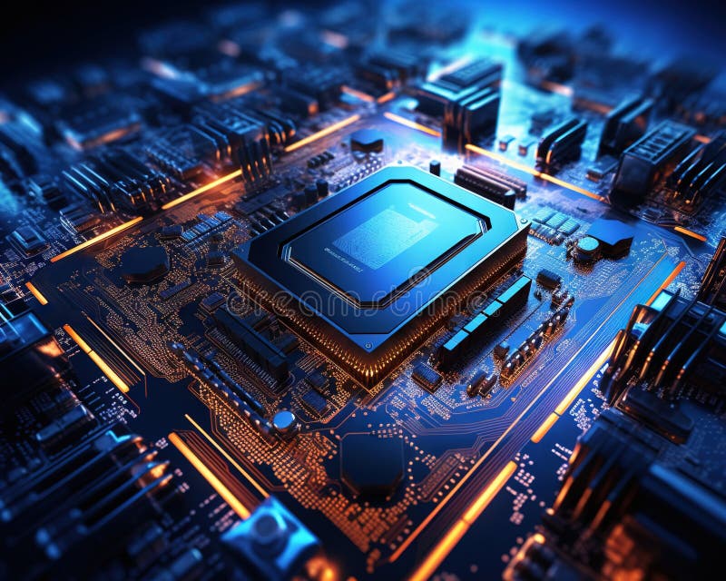 The Cybernetic Technology Has Electronic Circuits and ACPU Unit. Stock ...