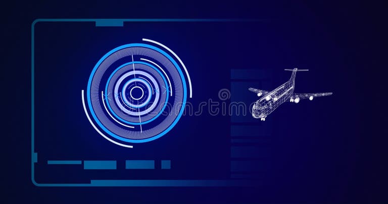 Image of 3d Airplane Drawing with Scope Scanning and Data Processing ...