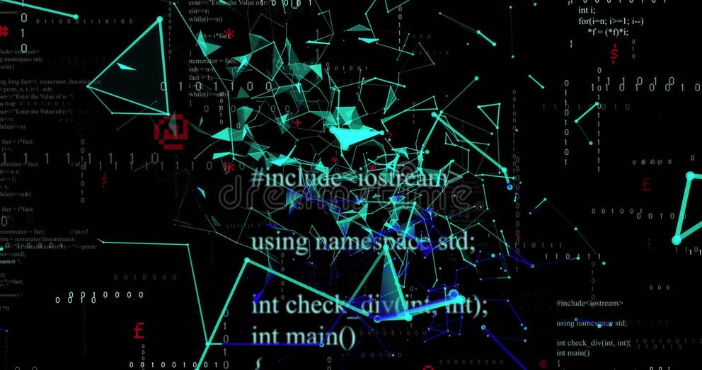 Image of 3d Blue Networks and Data Processing on Black Background Stock ...