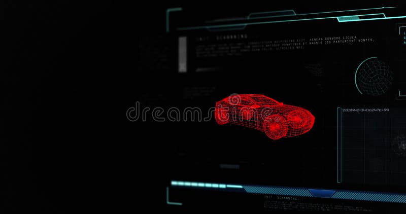 Image of 3d Car Drawing, Scope Scanning and Data Processing Stock ...