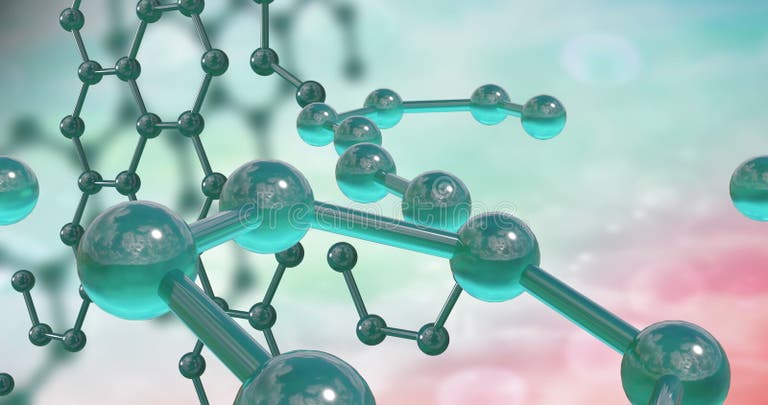 Image of 3d Micro of Molecules on Green Background Stock Illustration ...