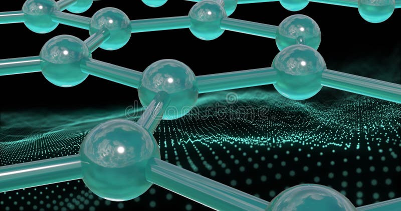 Image of 3d Micro of Network of Molecules on Green Mesh and Black ...