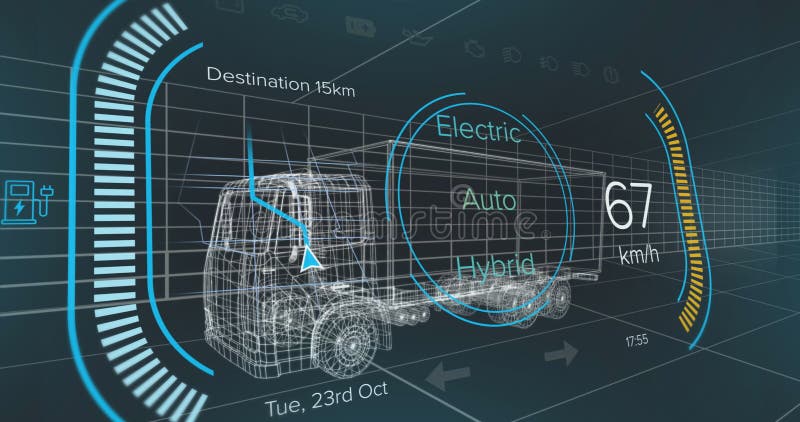 Image of 3d Model of Car with Digital Interface and Data Processing ...