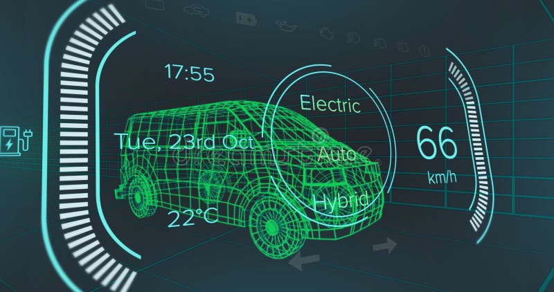 Image of 3d Model of Car with Digital Interface and Data Processing ...