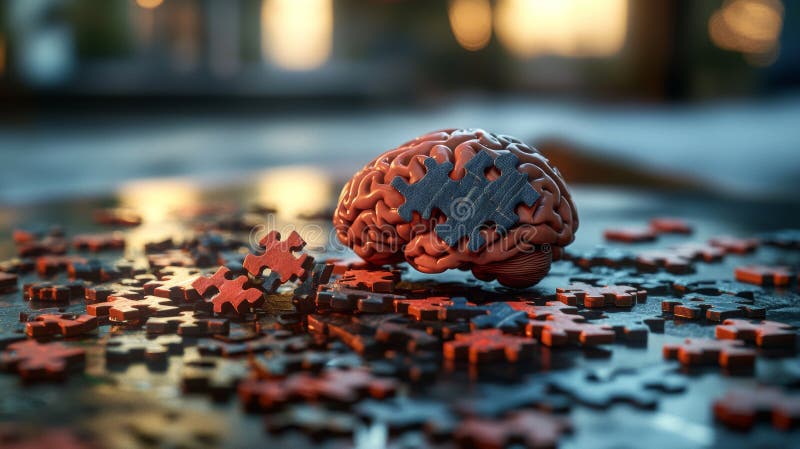 An Image of a 3D Puzzle of a Human Brain with Missing Pieces ...