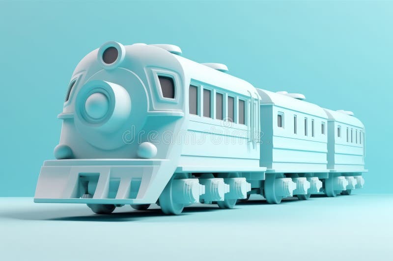 Image of 3d Render Illustration of Cute Modern Train Generative AI ...