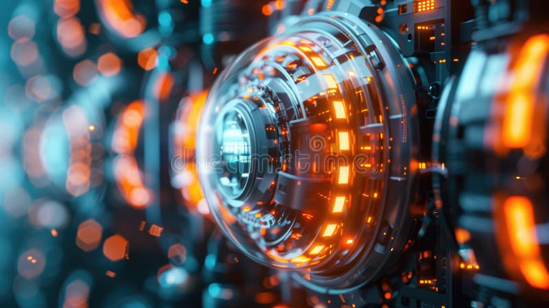 The Image is a 3D Rendering of a Glowing Sphere with a Glowing Orange ...