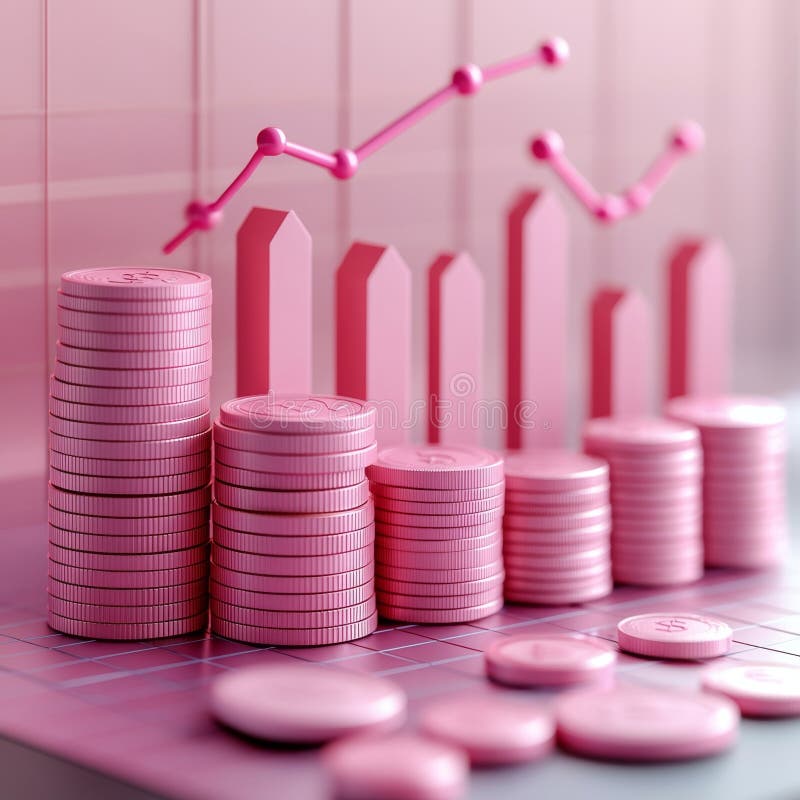 Pink Coin Growth stock illustration. Illustration of forecasting ...