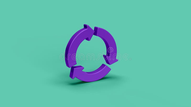 Purple Sustainable Cycle on Green Set, Right View Stock Illustration ...