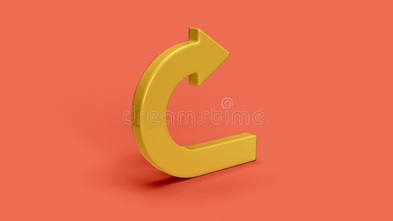 Yellow 3D Return Symbol on Red Backdrop, Left View Stock Illustration ...