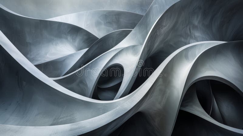 The Image is a 3D Rendering of a Silver Metal Surface with Multiple ...