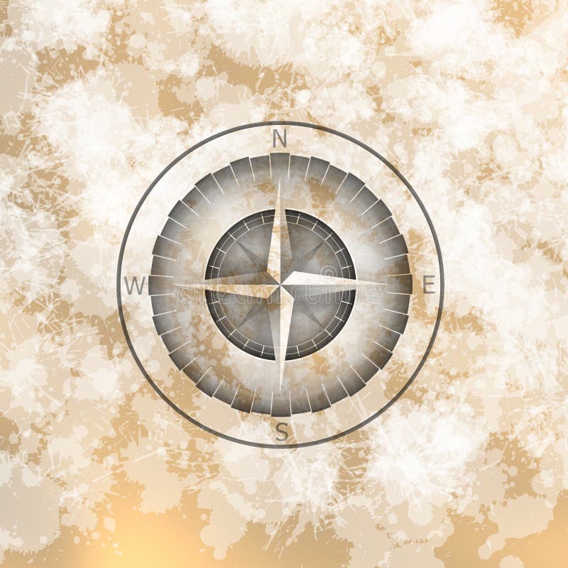 Compass Shadows Over Cooper Mist Stains. Stock Illustration ...