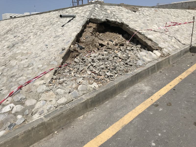 Image of an Damaged Rip Rap Stones Slope Protection Work Due To Poor ...