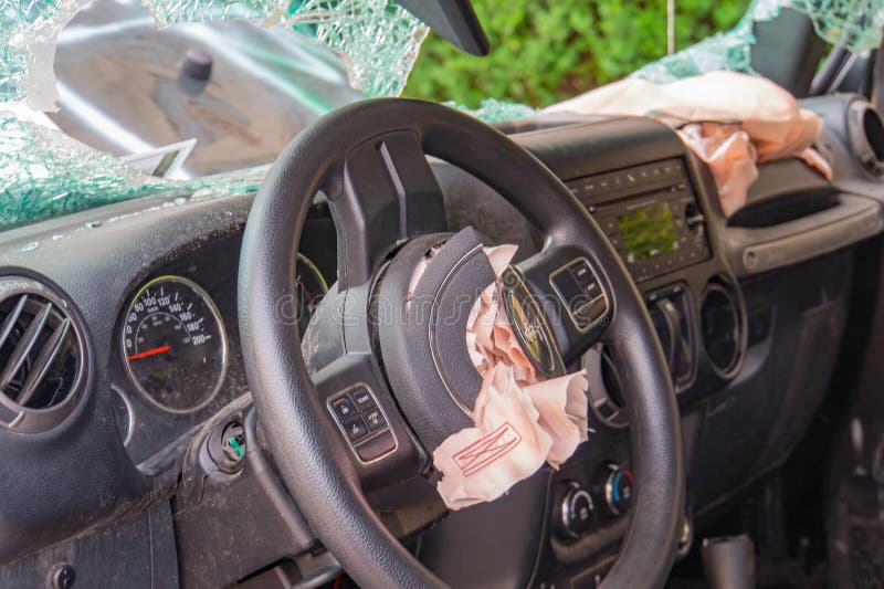 Image of a Damaged Vehicle with Severe Internal and External Damage ...