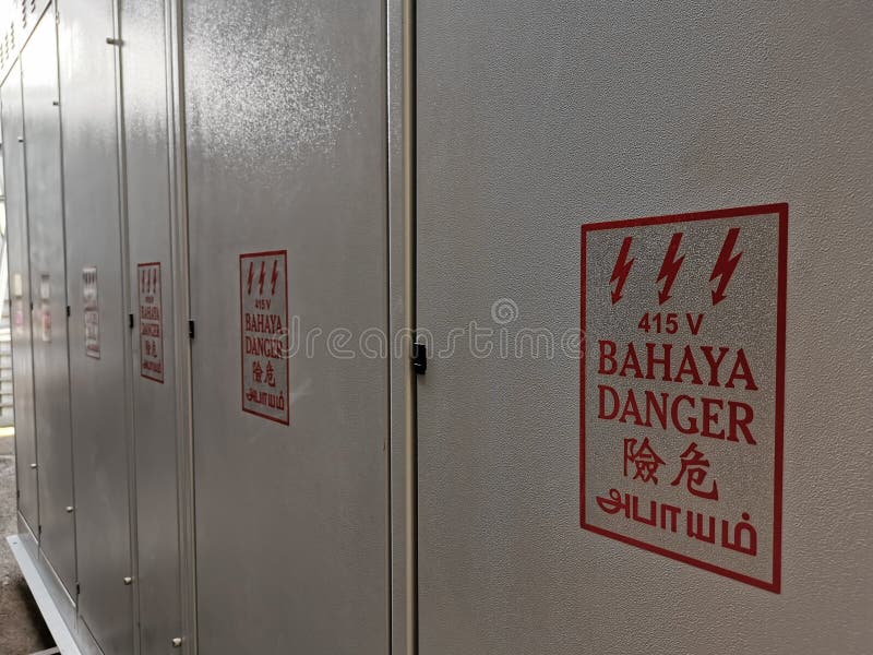 Image of Danger Sticker on Low Voltage Switchboard. Selective Focus ...