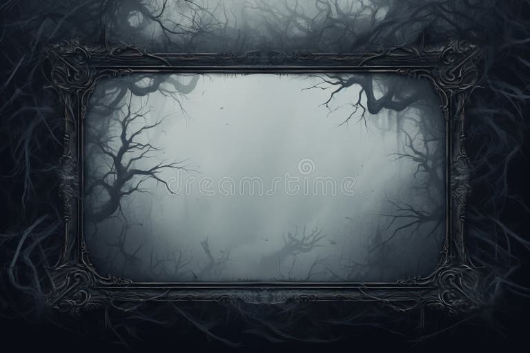 An Image of a Dark Forest with a Frame in it Stock Illustration ...