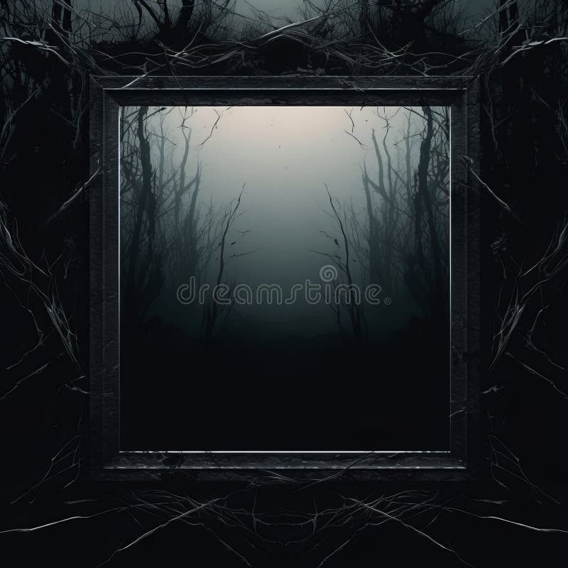 An Image of a Dark Forest with a Frame in the Middle Stock Illustration ...