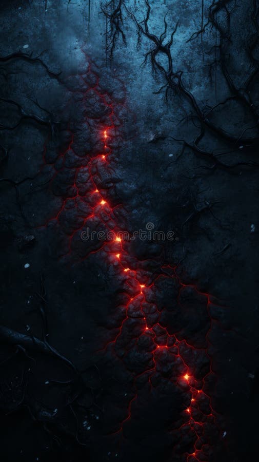 An Image of a Dark Forest with Glowing Red Light Coming Out of the ...