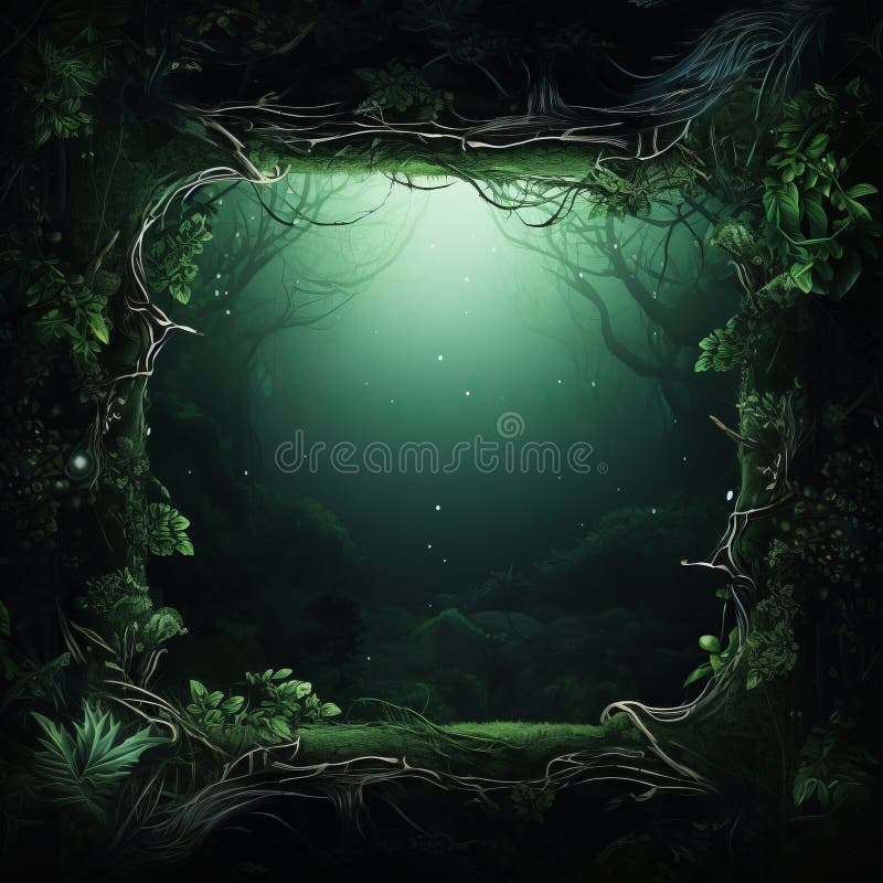 An Image of a Dark Forest with a Window in it Stock Illustration ...