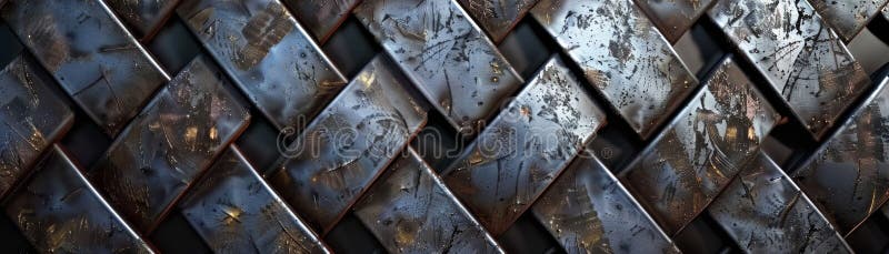 The Image is a Dark, Metallic Surface with a Pattern of Interlocking ...