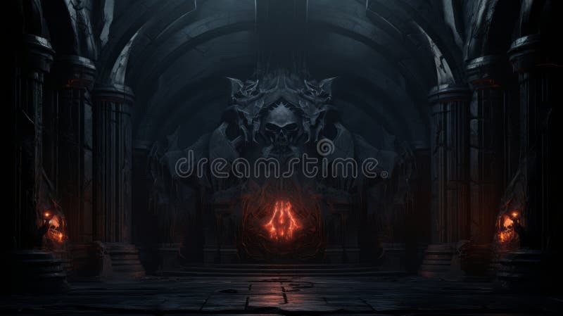 An Image of a Dark Room with a Fire in the Center Stock Illustration ...