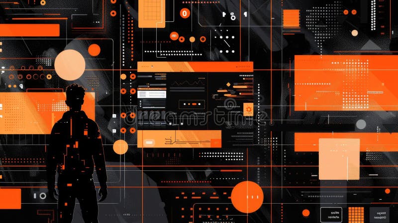 The Image is a Dark-themed Illustration of a Person Standing in Front ...