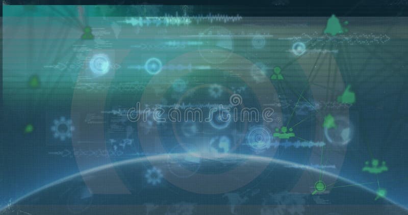 Image of Data, Digital Screens, Connections and Globe Stock Image ...