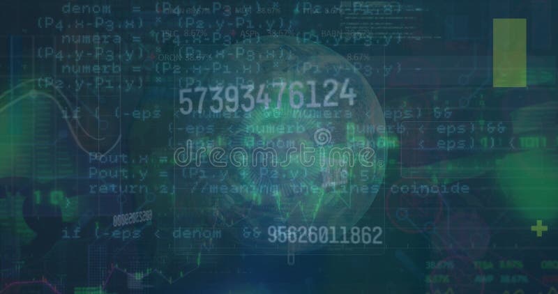 Image of Data, Globe, Numbers and Graphs on Navy Background Stock Image ...