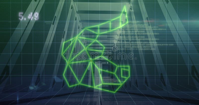 Image of Data, Numbers and Bull Head Over Servers Stock Image - Image ...