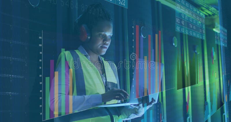 Image of Data Processing, African American Female it Technician and ...