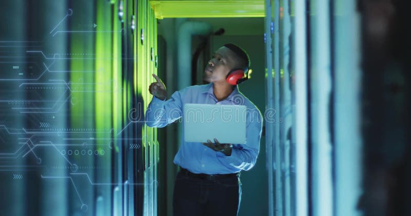 Image of Data Processing and African American Male it Technician with ...