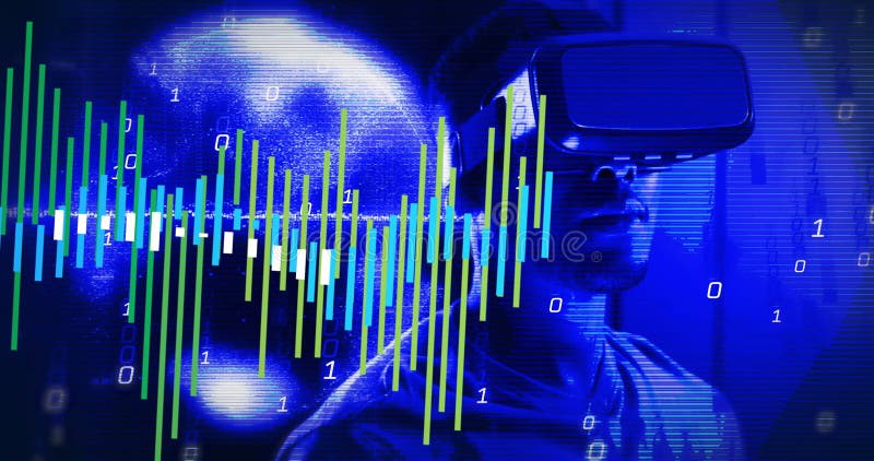 Image of Data Processing and Binary Coding Over African American Man in ...