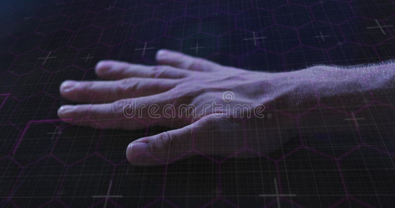 Image of Data Processing and Biometric Hand Reading Stock Illustration ...