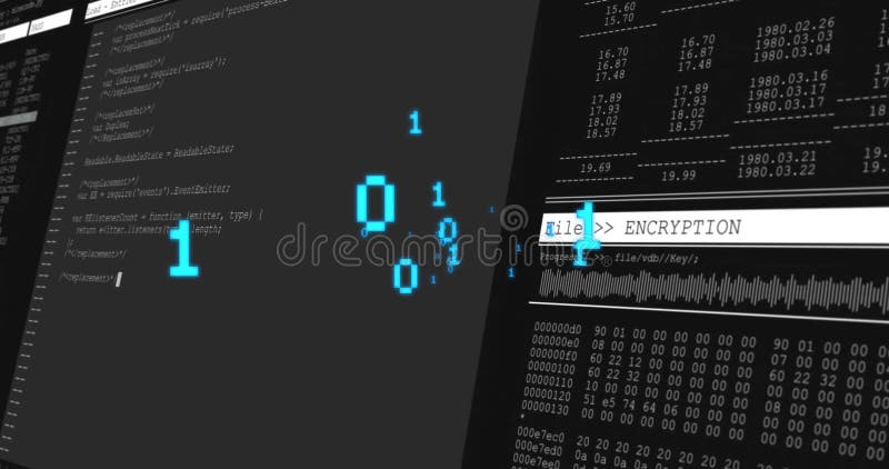 Image of Data Processing on Black Background Stock Illustration ...