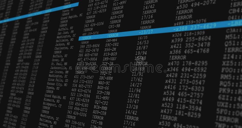 Image of Data Processing on Black and Blue Computer Screen Stock ...