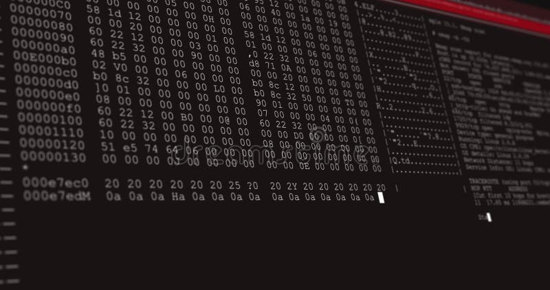 Image of Data Processing on Black and Red Computer Screen Stock ...