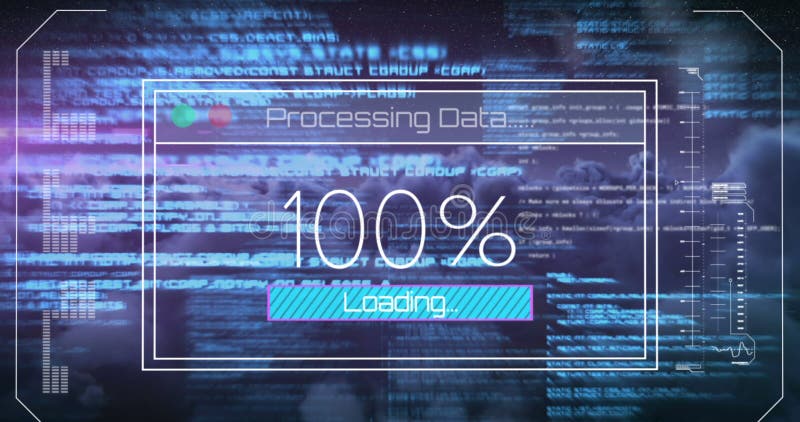 Image of Data Processing on Blue Background Stock Illustration ...