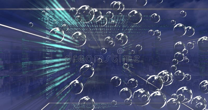 Image of Data Processing and Bubbles Over Cityscape Stock Illustration ...